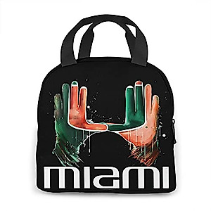 Arneycal Miami Hurricanes Limited Edition Portable Insulated Lunch Bag Waterproof Tote Bento Bag