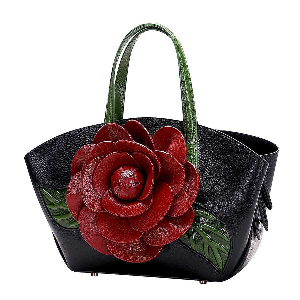 PIJUSH Designer Purses and Handbags for Women Floral Top Handle Satchel Handbag Ladies Crossbody Bags for Women (20103 Black)