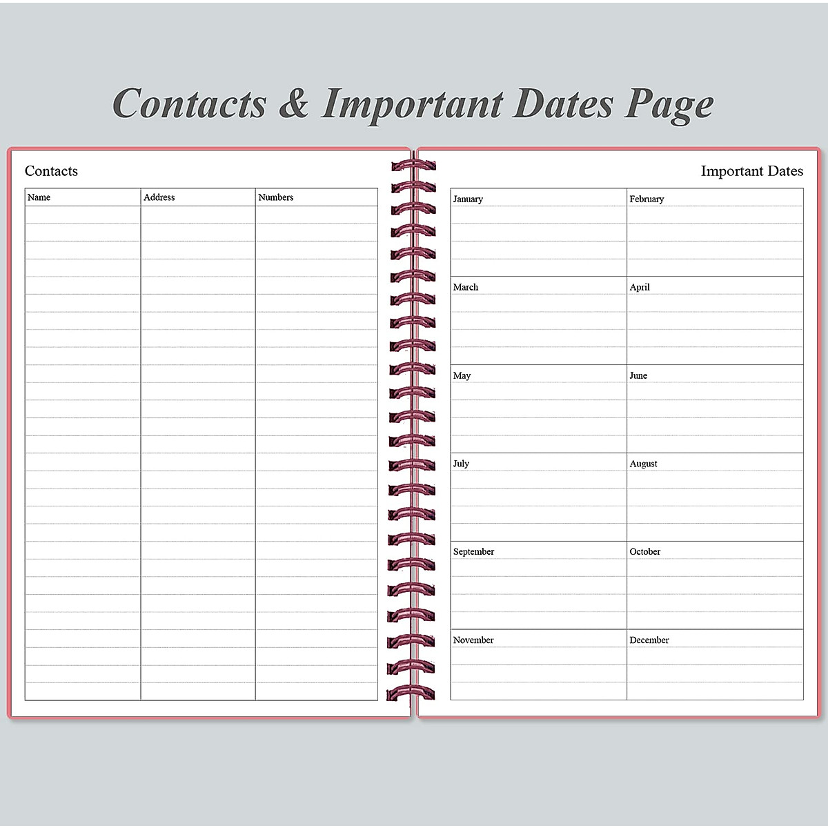 Weekly Planner Undated - Spiral Goal Planner Notebook, A5 To Do List Planner for Men and Women, PVC Hardcover, Elastic Closure,Inner Pocket, 8.3" x 5.8", Pink