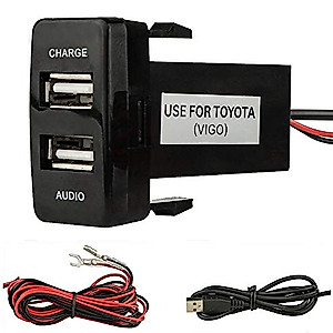 Dual Port USB Car Charger with Audio Socket USB Charging for Digital Cameras/Mobile Devices for Toyota