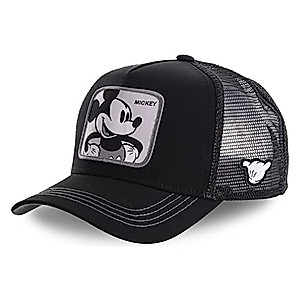 YAFUBO Cartoon Baseball Cap Men's Women's Retro Trucker Hat for Outdoor Sports Black