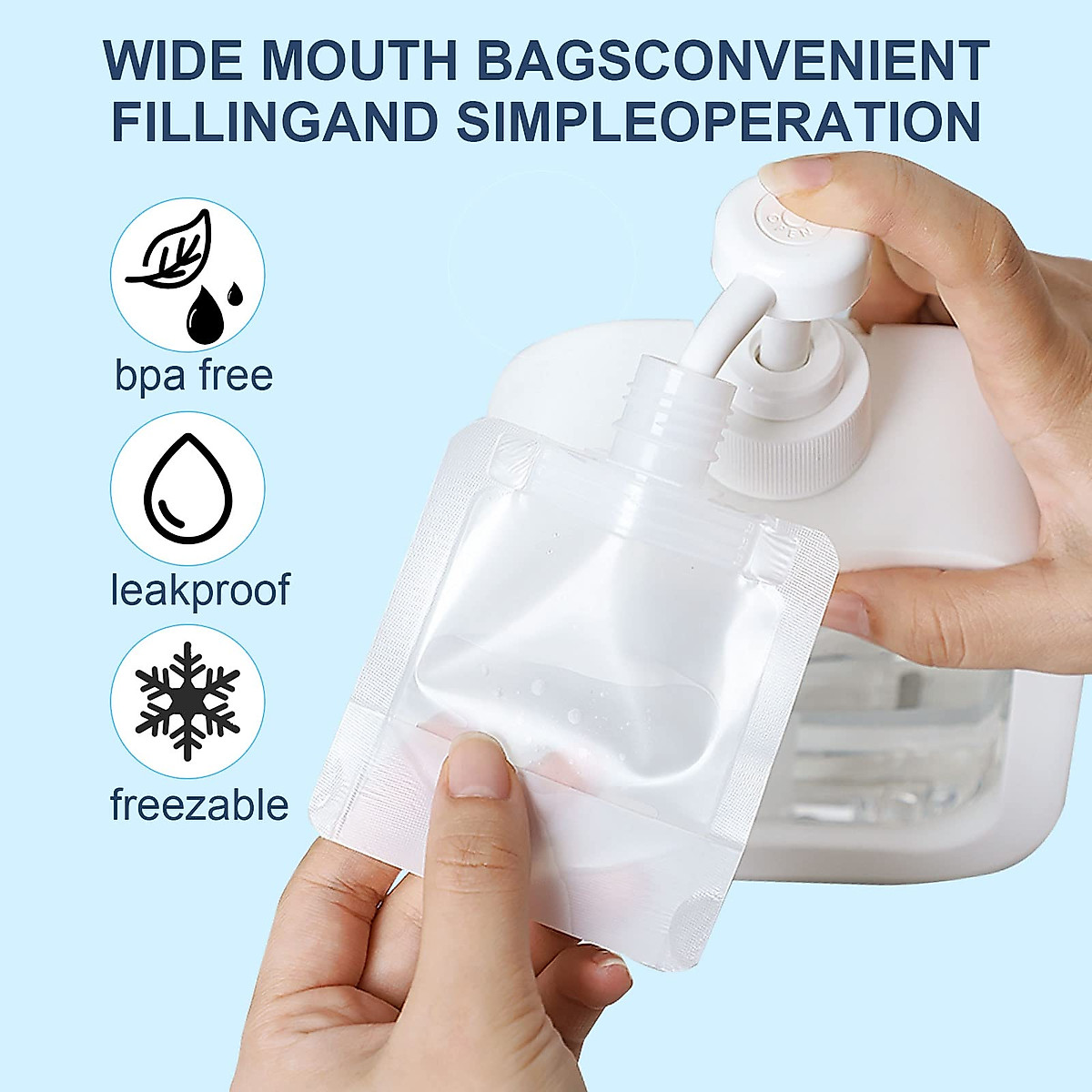 OUFAN Travel Size Pouches for Toiletries,TSA Approved Leak-proof Travel Portable Fluid Packing Bags with Labels for Shampoo, Conditioner, Lotion (20PACK)