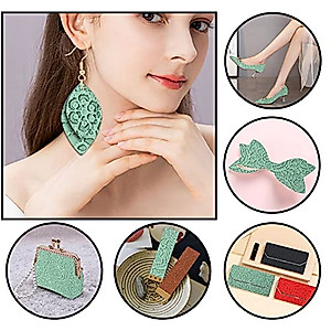 Picheng Embossed Faux Leather Sheets: Flower Textured Leather Rolls 13.8"X53"(35cmX135cm),Faux Leather is Great for Making Crafts,Leather Earrings, Bows,Sewing DIY Projects (Green)