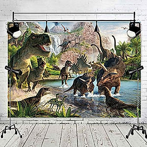 Qian Dinosaur Photography Background 3D Dinosaur Photo Studio Props Booth Party Decoration Backdrops Vinyl 5x3FT ly022