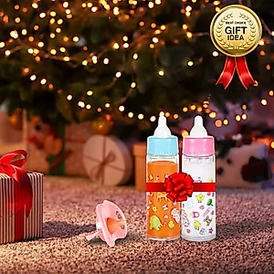 Exquisite Buggy My Sweet Baby Disappearing Magic Bottles - Includes 1 Milk, 1 Juice Bottle with Pacifier for Baby Doll (Colorful)