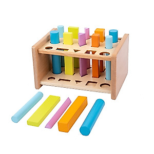 Montessori Shape Matching Toys Wooden Shape Sorting Toys Color Shape Sorting Sticks Toys for 1-3 Years Old Children Educational Toy for Preschoolers
