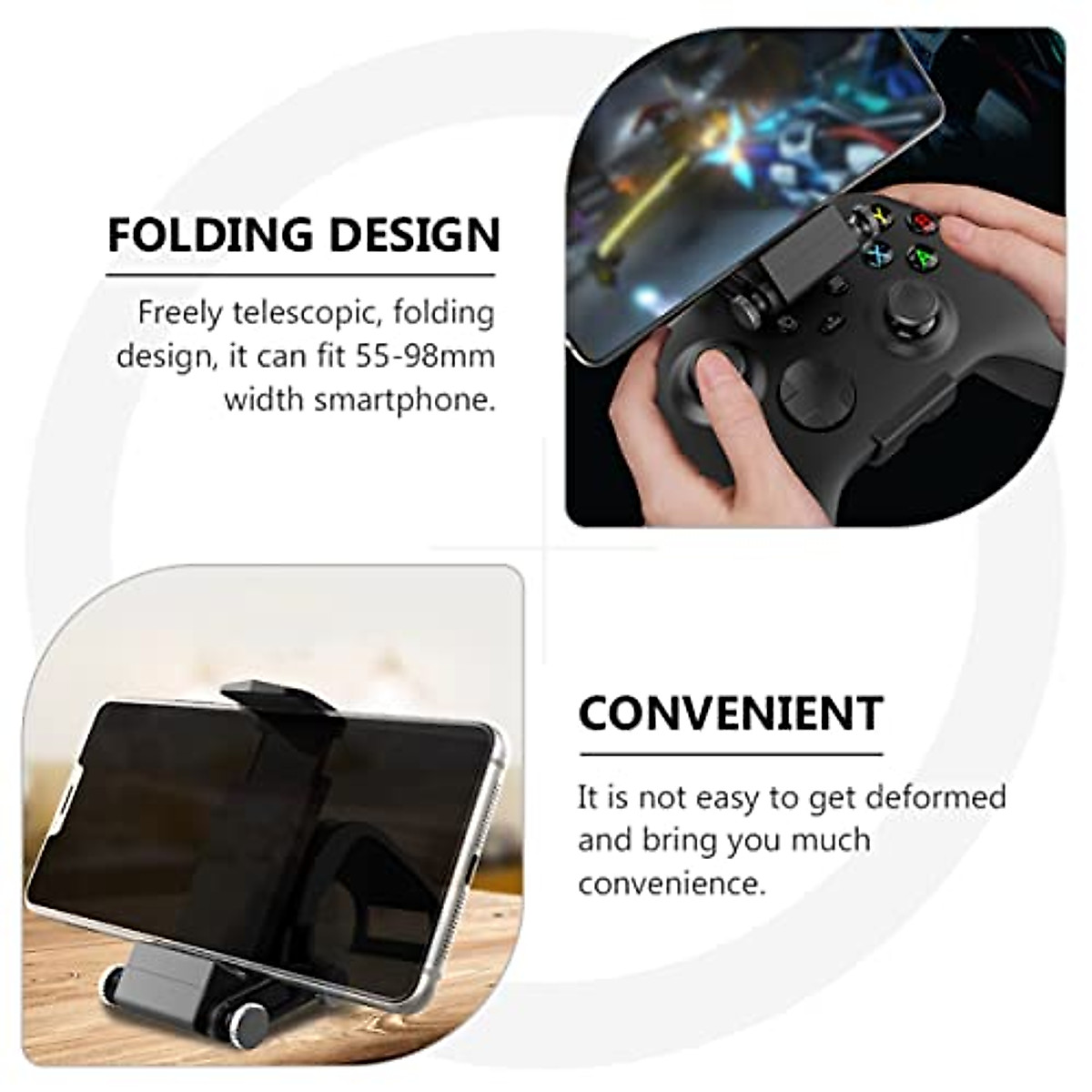SOLUSTRE Controller Holder Controller Grips Controller Phone Stand with Holder Gamepad Mounted Conter Mount Cell Game Compatible Adjustable Bracket for Plastic Controller Holder Controller Grips