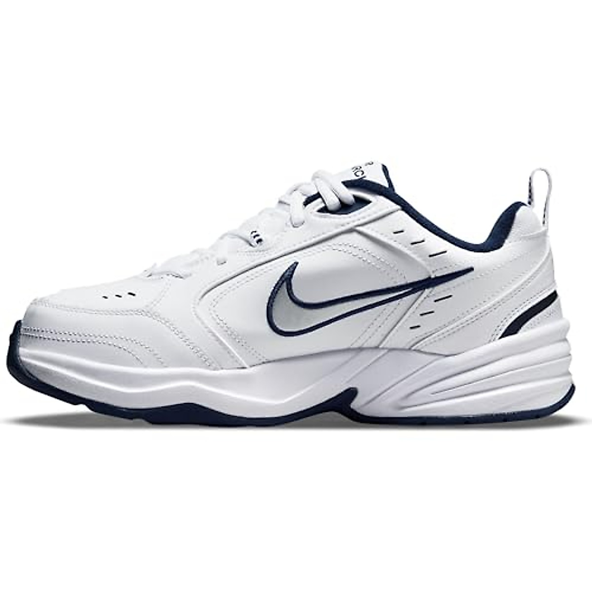 Nike Men's Air Monarch IV Cross Trainer, White/Metallic Silver, 6 X-Wide