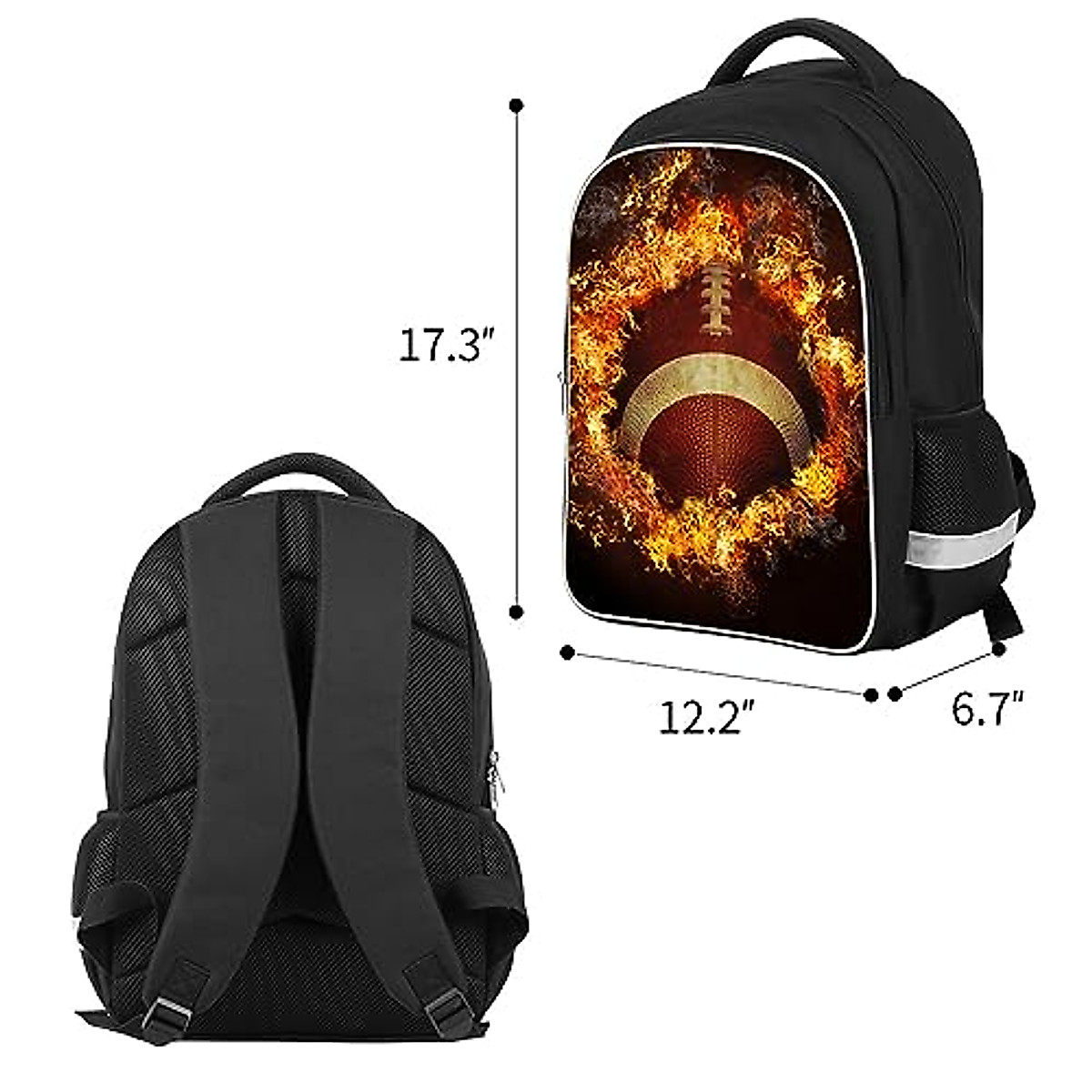 P ELEGANT PROTECTION American football 3D Print Luminous School Backpack, Personalized Lightweight Students Schoolbag for Teens Kids
