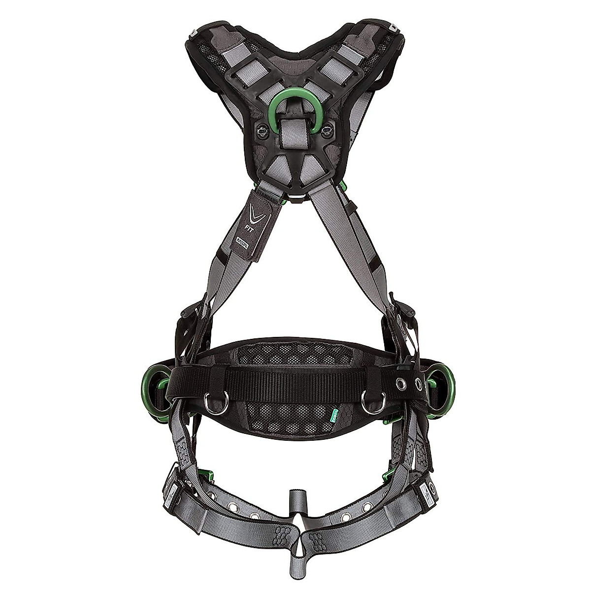 MSA 10195134 V-FIT Construction Safety Harness - Size: Standard (Medium), D-Ring Configuration: Back/Hip, Quick Connect Leg Straps, With Shoulder/Lumbar Padding, Full Body Harness