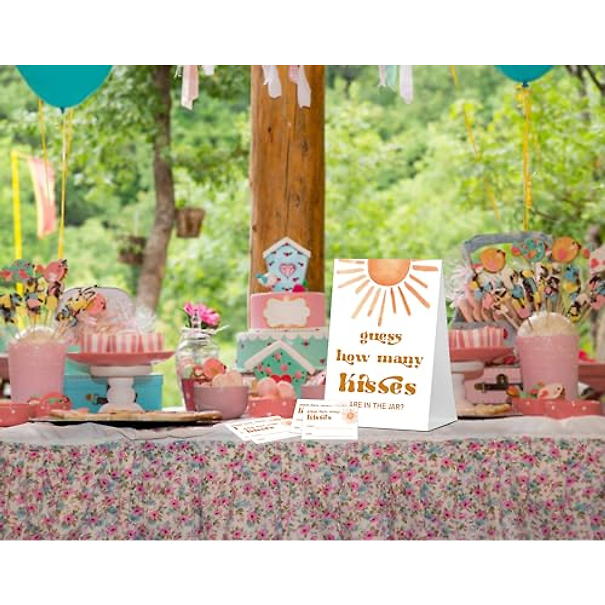 Guess How Many Game Guess How Many Kisses Game, 1 Standing Sign and 50 Cards, Here Comes the Sun, Sunshine Gender Neutral Baby Shower Decoration, Gender Reveal Party, Bridal Shower Favor Supplies-LT9