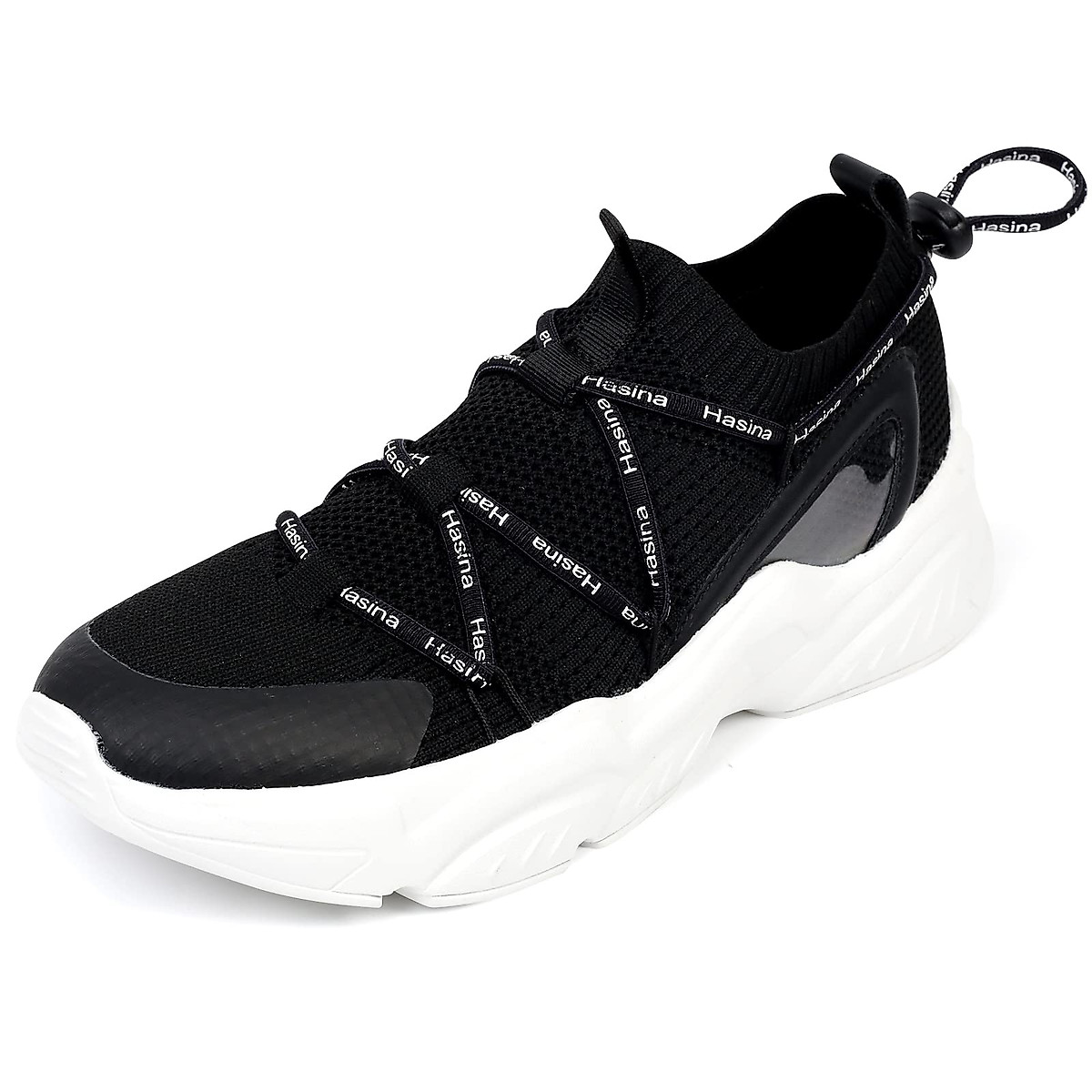 Hasina Women's Running Shoes Slip On Tennis Walking Sneakers Lightweight Breathable Mesh Upper Workout Casual Sports Shoes （White/Black,8.5）