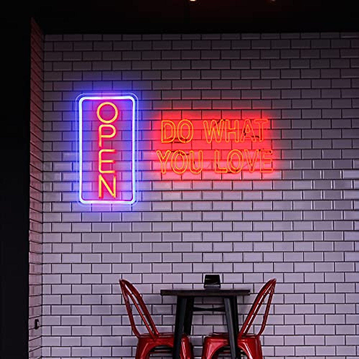 Open Signs for Business,Neon Open Sign Led,16.5"x 9",with Open/Closed Bussiness Hour Sign Set,Light for Bar Coffee Salon Store Window,12V/2A Adapter with ON/OFF Switch (Blue/Red Vertical)