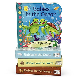 Animal Babies Lift-a-Flap Boxed Gift Set 4-Pack: Babies on the Farm, Babies in the Forest, Babies in the Snow, Babies in the Ocean (Chunky Lift a Flap)