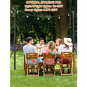 LOPANNY String Light Poles, Sturdy Outdoor Light Pole for Hanging String Lights, Deck Lighting Stand for Party