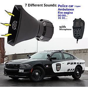 Alarm Horn Siren PA Speaker Mic System,BANHAO 100w 12v 7 Sound Loud Car Alarm Police Horn Police Car Siren Horn Speaker System Emergency Amplifier Alarm Kit Horn for 12V Truck Lorry Boat Car