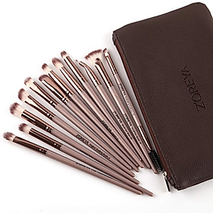 Z'OREYA Eye Makeup Brushes, 12 Pcs Professional Eye Brush Set Eyeshadow, Eyebrow, Blending, Fan, Eyelash Brush Set With Carrying Bag(Champagne Gold)