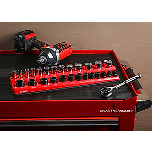 ARES 70234-26-Piece 3/8-Inch SAE Magnetic Socket Organizer - Holds 13 Standard Size and 13 Deep Size Sockets - Keep Your Tool Box Organized