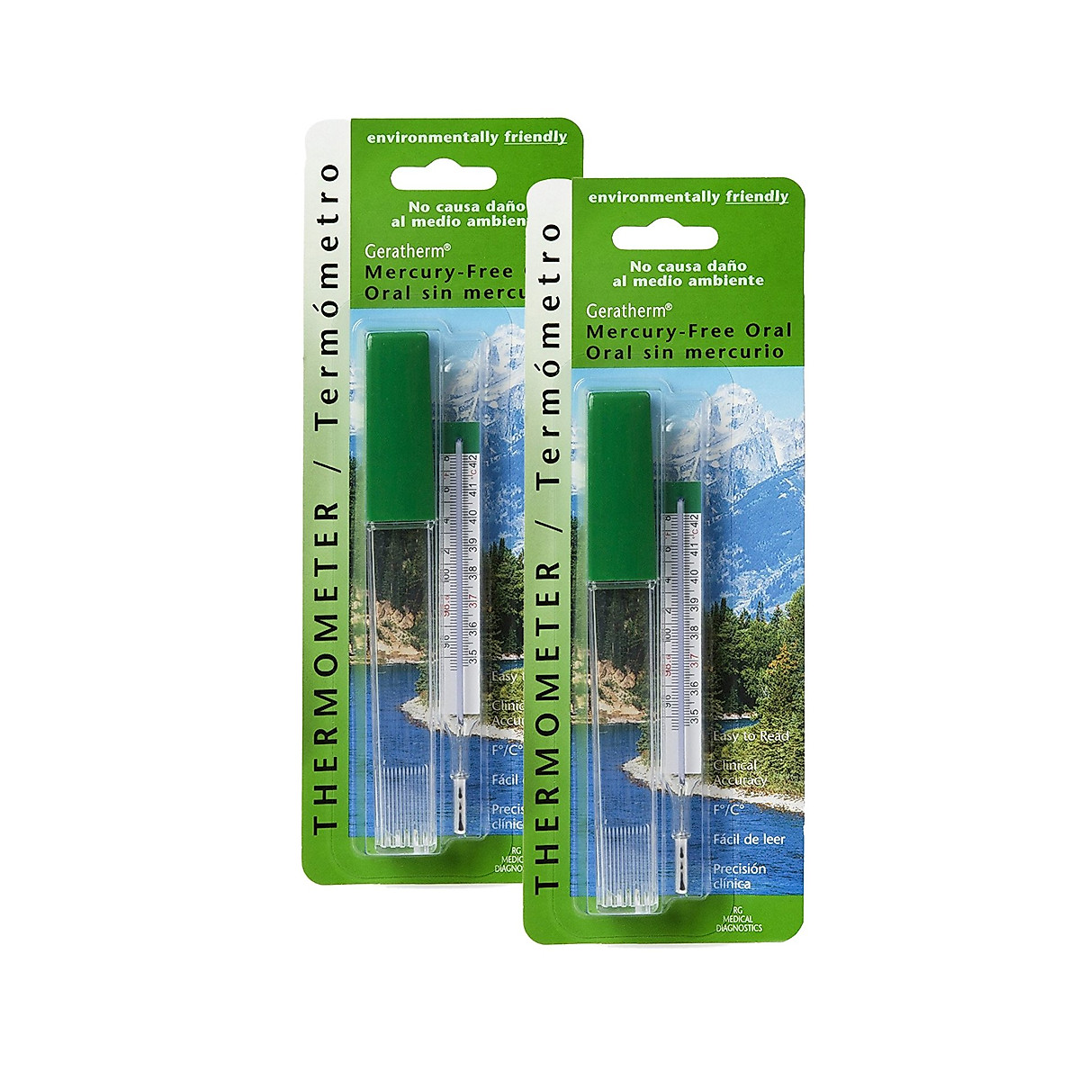 Geratherm Mercury Free Oral Glass Thermometer, Pack of 2