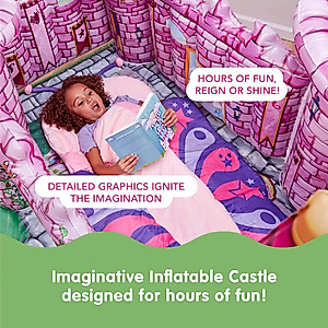 Bixbee Inflatable Pink Princess Castle, Indoor Toddler Playhouse for Kids 3+, Sleepover Mattress Playhouse for Girls & Boys with Built in Motor, Inflates to Over 5ft Tall, Childrens Play House