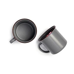 Barebones Enamel Cup - Enameled Steel Mug Set of 2 14-oz - Stainless Steel Rim for Camping and Outdoor Use- Slate Gray