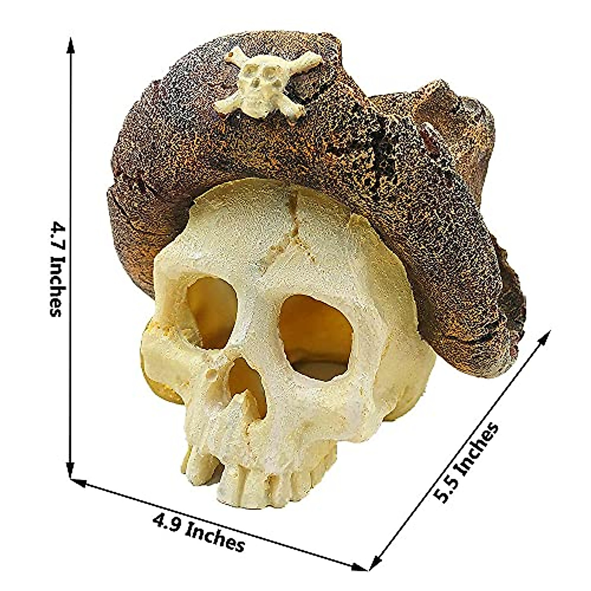 BCSIUHD Aquarium Ornament - Fish Tank Decorations Supplies Accessories Handsome Cowboy hat Pirate Skull Decor Resin Aquarium cave（Brown）