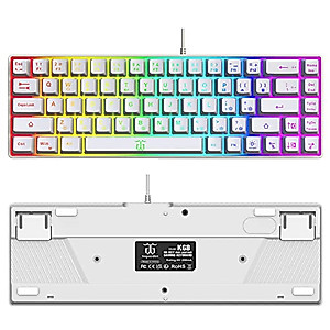 Snpurdiri 60% Percent Gaming Keyboard, Ergonomic Small Mini Gaming Keyboard, Compact RGB Backlit Keyboard for Windows, PC, Laptop, Gaming (68 Keys, White)