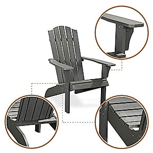 PolyTEAK Adirondack Chair, All Weather Outdoor Patio Furniture for Porches, Decks, and Pool Side, Element Collection, Grey