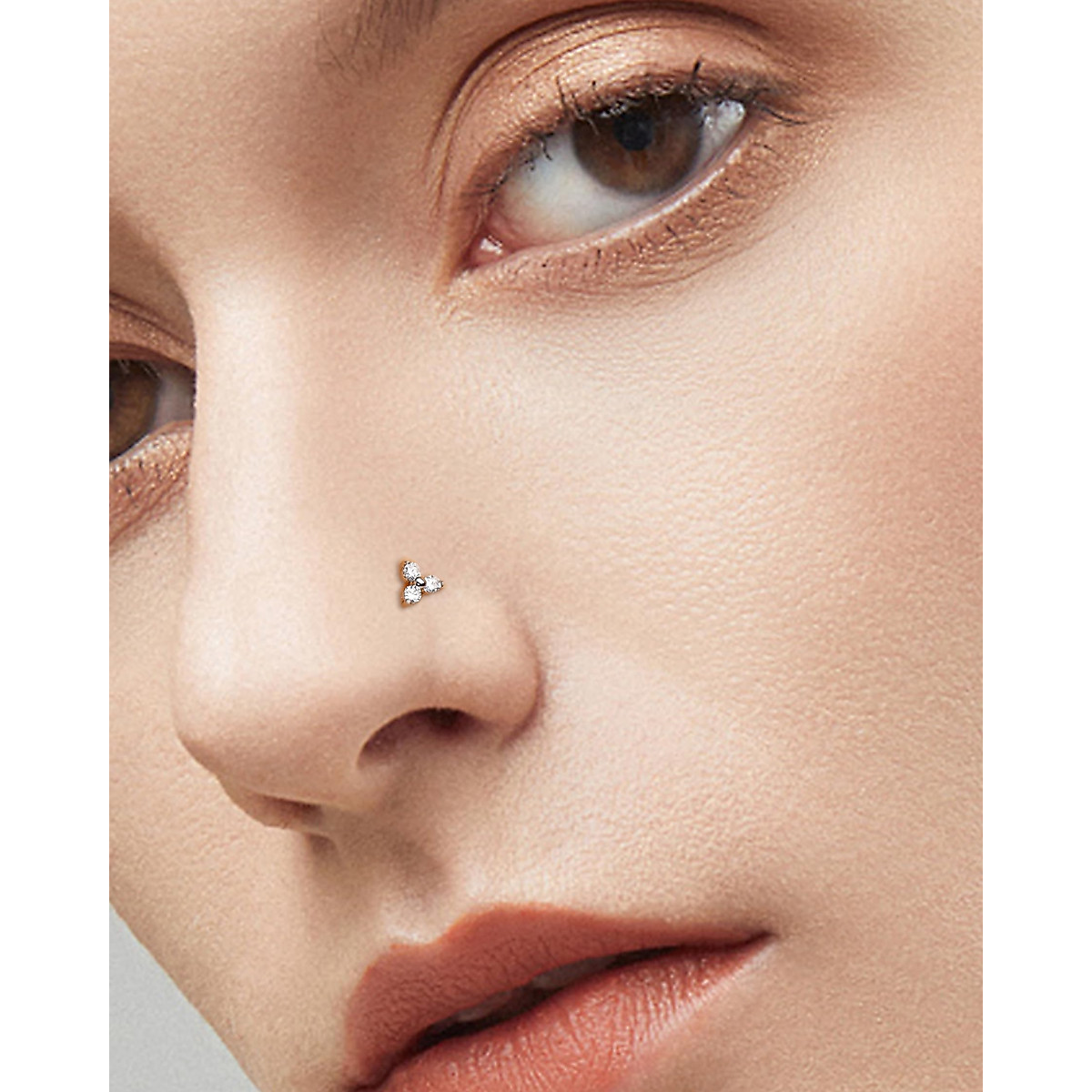 COCHARM 20G Grade 23 (G23) Titanium Screw Nose Studs Ring S-Shaped Diamond Cubic Zirconia Flower Bone Piercing Jewelry