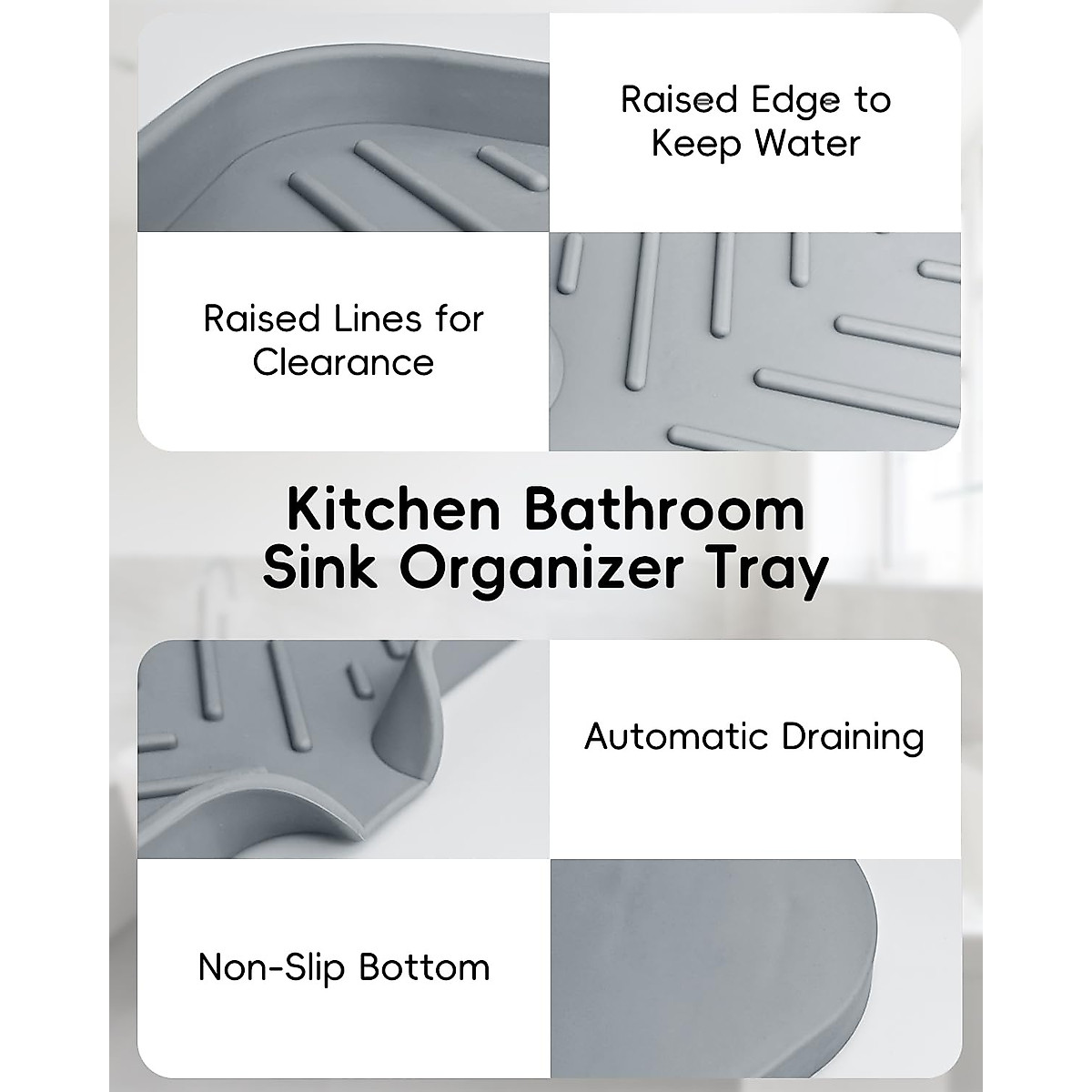 1 PCS Bathtub Drain Hair Catcher, Wokdada Fast Drainage Shower Drain Hair Catcher & 1 PCS Silicone Sink Tray, Kitchen Tray, Sink Tray for Kitchen Counter/Soap Bottles, Sponge Holder