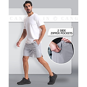CANGHPGIN 2 Pack Mens Workout Athletic Shorts 7 inch Inseam Quick Dry Hiking Shorts Men Lightweight Sports Gym Shorts Running