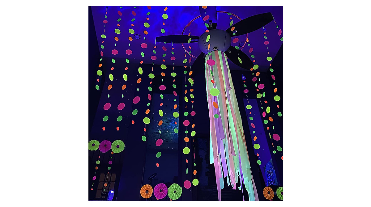 110ft UV Neon Dot Garland for Black Light Party Decorations