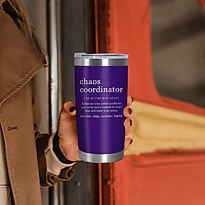 AXIARA Gifts for Women - Chaos Coordinator 20 oz Stainless Steel Insulated Coffee Tumbler With Lid - Teachers Day Birthday Appreciation Thank You Gifts for Coworkers Boss Lady Employee Teachers
