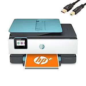 HP OfficeJet Pro 8028e All-in-One Wireless Color Inkjet Printer, Print Copy Scan Fax, Auto 2-Sided Printing, 20 ppm, 2.7" Color Touchscreen, Self-Healing Wi-Fi, W/MD Cable
