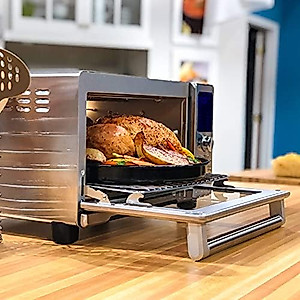 NUWAVE Bravo Air Fryer Toaster Smart Oven, 12-in-1 Countertop Convection, 30-QT XL Capacity, 50°-500°F Temperature Controls, Top and Bottom Heater Adjustments 0%-100%, Brushed Stainless Steel Look