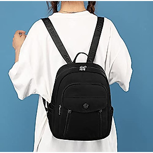 Collsants Small Backpack for Women Girls Teen Mini Nylon Backpack Fashion Backpack Bookbag Daypack（black）