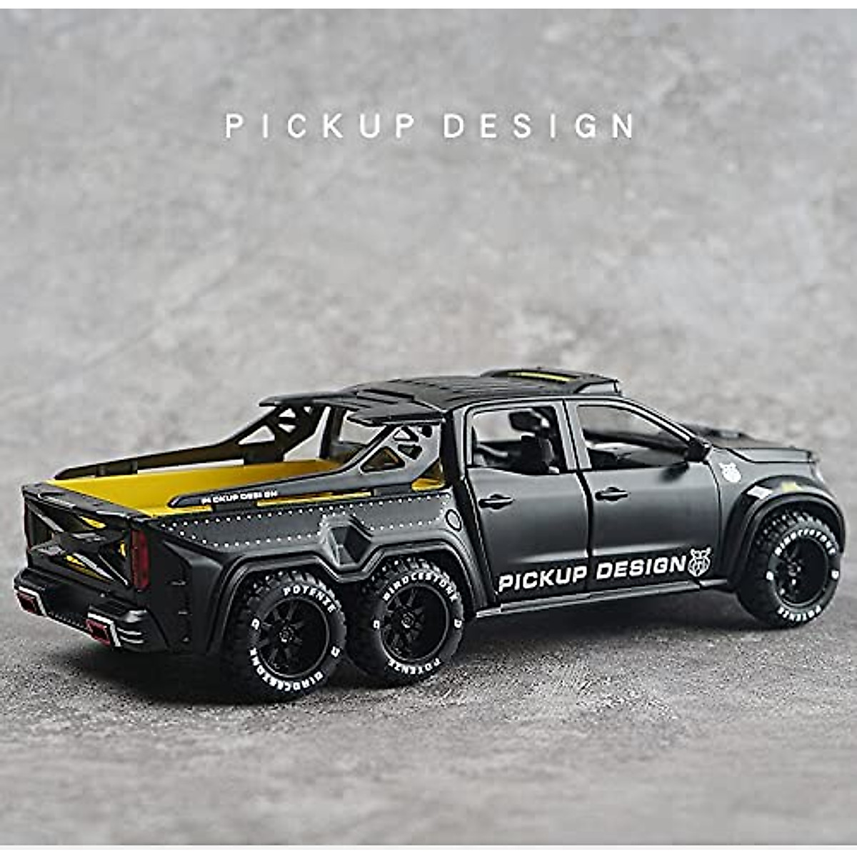 Simulation Alloy Car Modle Pickup 1/28 Metal Toy Car Sound Light Pull Back Model Toys for Boys Light Toys (Black)