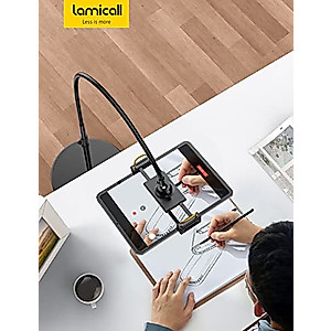 Lamicall Tablet Floor Stand - Gooseneck Swivel Holder Mount with Adjustable Height & 10.6lb Stable Base, Compatible iPad Mini Air Pro 12.9/9.7, Galaxy Tab, Kindle, Cell Phones (4.7''-13'')
