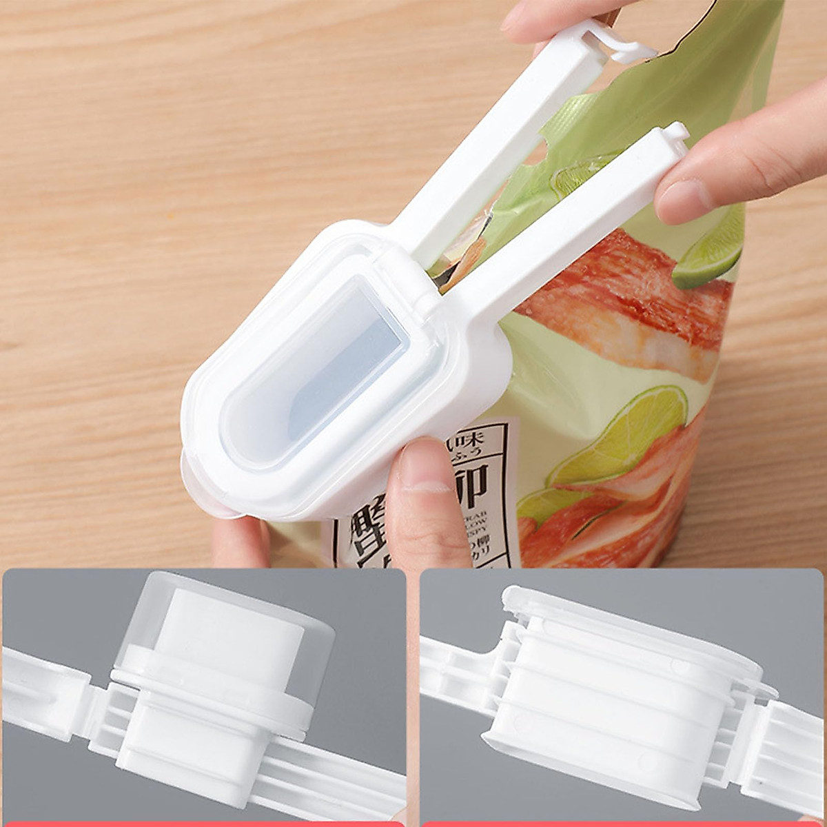 2pcs Pouring Clips Food Sealing Chip Bag Clip with Lid, Food Storage Clips with Pour Spout for Flour Coffee Cereal Whipping Cream Sealing Package(Large)