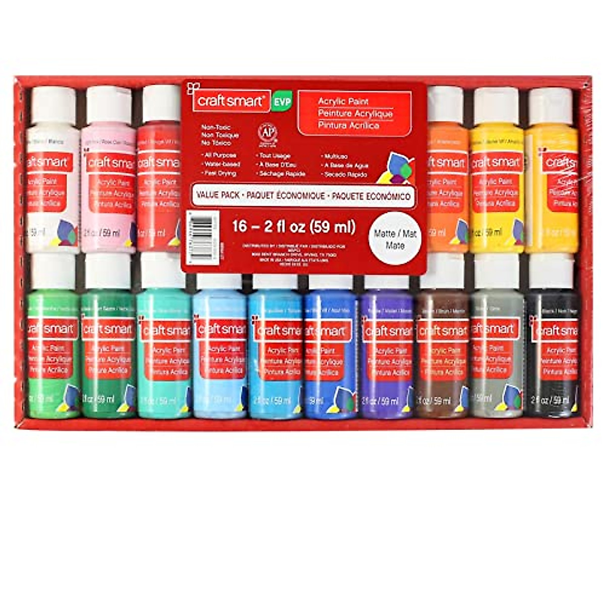 MICHAELS 16 Color Matte Acrylic Paint Value Pack by Craft Smart®