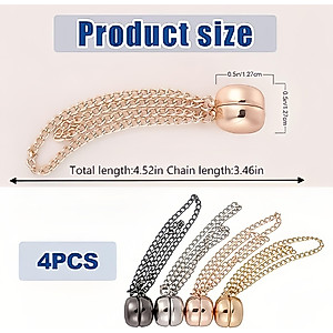 Multi-Function Magnetic Clothing Clips, 4 Pack Strongest Magnetic Strength Buttons Clips, Magnetic Shirt Accessories, Hijab Magnets with Chain, Shawl Clips for Women Magnetic Clothing Accessories