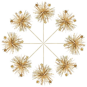 Gyufise 30Pcs Foil Firework Cupcake Toppers Happy Birthday Cake Toppers Sparkle Tinsel Flower Drink Stirrers Cocktail Food Fruit Toothpicks for Valentine's Day Party Supplies Gold