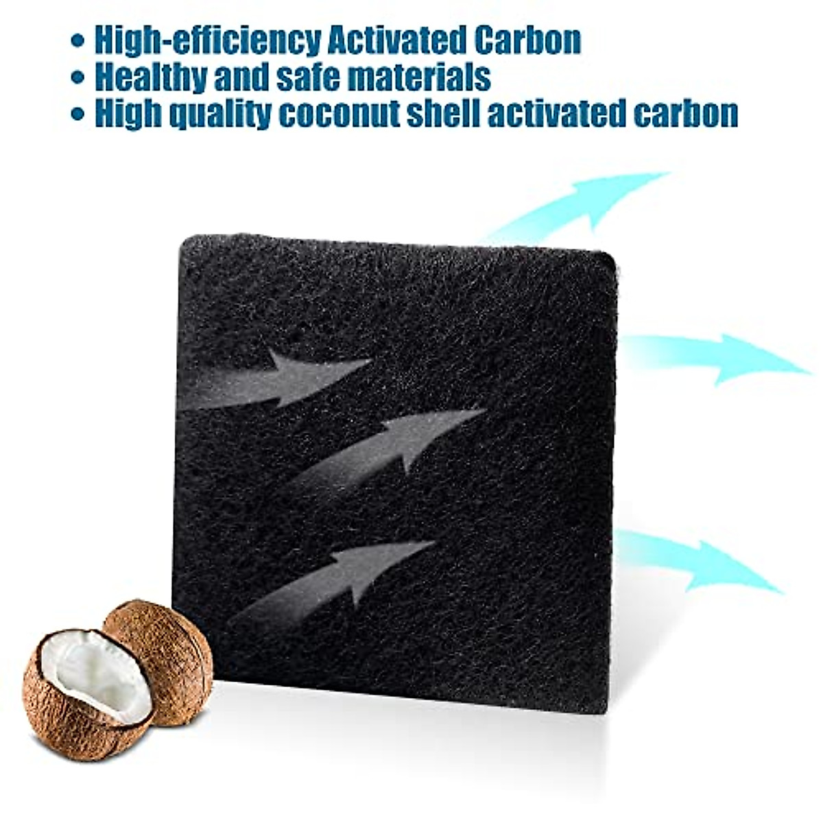 Trash Can Odor Absorbing Filter Refills for EKO Garbage Cans, Activated Charcoal Deodorizer Compatible with EKO Step and Motion Sensor Touchless Trash Cans with Built-in Filter Compartment (Pack of 6)