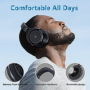 Emuael Bluetooth Headphones Wireless,70H Playtime and 3 EQ Music Modes Over Ear Headphones with Microphone,Foldable Lightweight Headset with Hi-Fi Stereo,Deep Bass for Work Out,Cellphone,PC,TV.