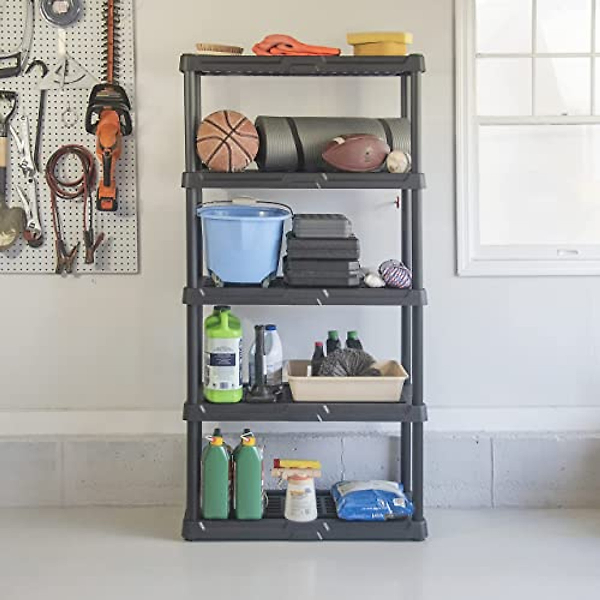 BLACK+DECKER Shelving Unit, Heavy Duty Storage Shelving Unit, Garage Organizer, Indoor and Outdoor, Black (1, 18"x36")