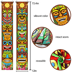 Hawaiian Luau Party Decoration Supplies, Tiki Totem Door Banner Sign for Aloha Hawaii Luau Tropical Moana Birthday Party Decorations, Tiki Decorations Outdoor
