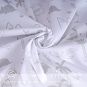 David's Kids Crib Fitted Sheets Grey-100% Cotton Baby Boys and Girls Crib Sheets for Standard Crib and Toddler Mattress-Nursery Sheets-2 Pack-Woodland Dinosaurs/Claws-52x28 Inches