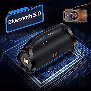 Monster Adventurer Max Portable Bluetooth Speaker, IPX7 Waterproof Wireless Speaker with Subwoofer Rich Bass, 100W Stereo Loud Sound Speaker with 24H Playtime for Outdoor Party, Pool Beach, Gold