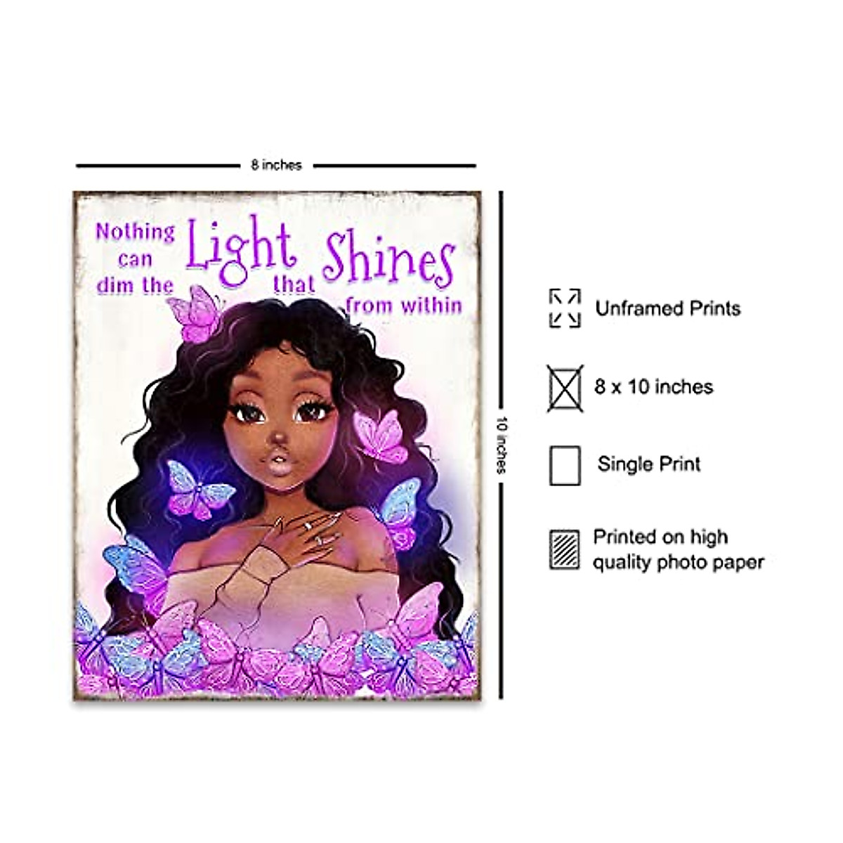 African Americans Black Girl Magic Wall Art & Decor - Black women Inspiration Saying - Women's empowerment Motivational poster - Teen Little Girls Bedroom decoration - Daughter Gift - Family Wall Art