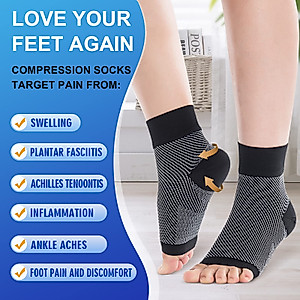 MERUYOO Ankle Brace Compression Sleeve (2 Pairs) Plantar Fasciitis Relief Socks for Women and Men, Compression Socks for Arch Support, Achilles Tendon, Neuropathy, Spain,